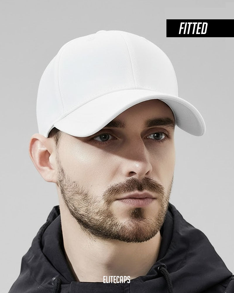 Basic White Fitted Cap - FLEXFIT - FC006 – Elite Caps